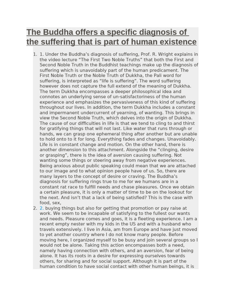 The Buddha Offers A Specific Diagnosis of The Suffering That Is Part of ...
