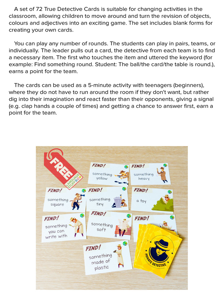 True Detective Cards LanguageStuff | PDF