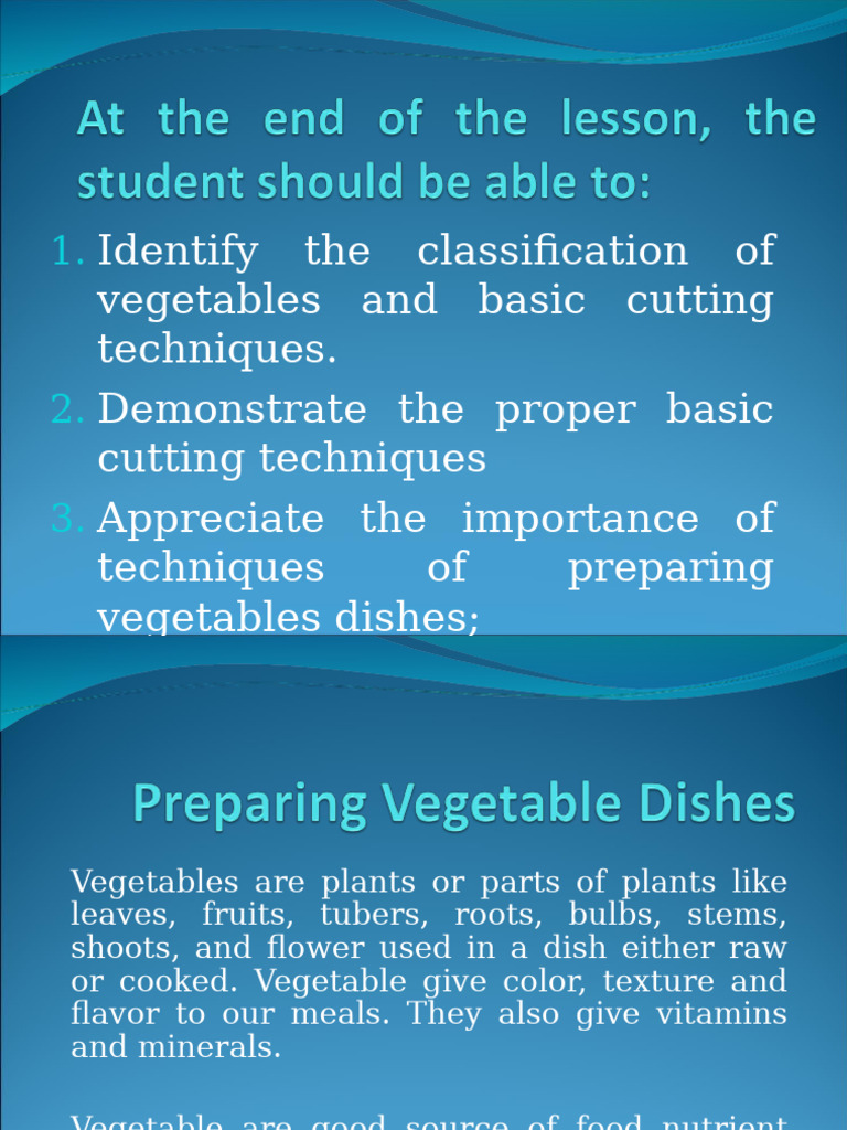 Grade 12-Cookery | PDF | Vegetables | Cooking, Food & Wine