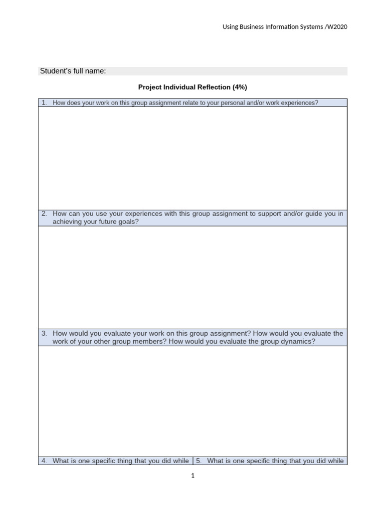 Project Individual Reflection | PDF