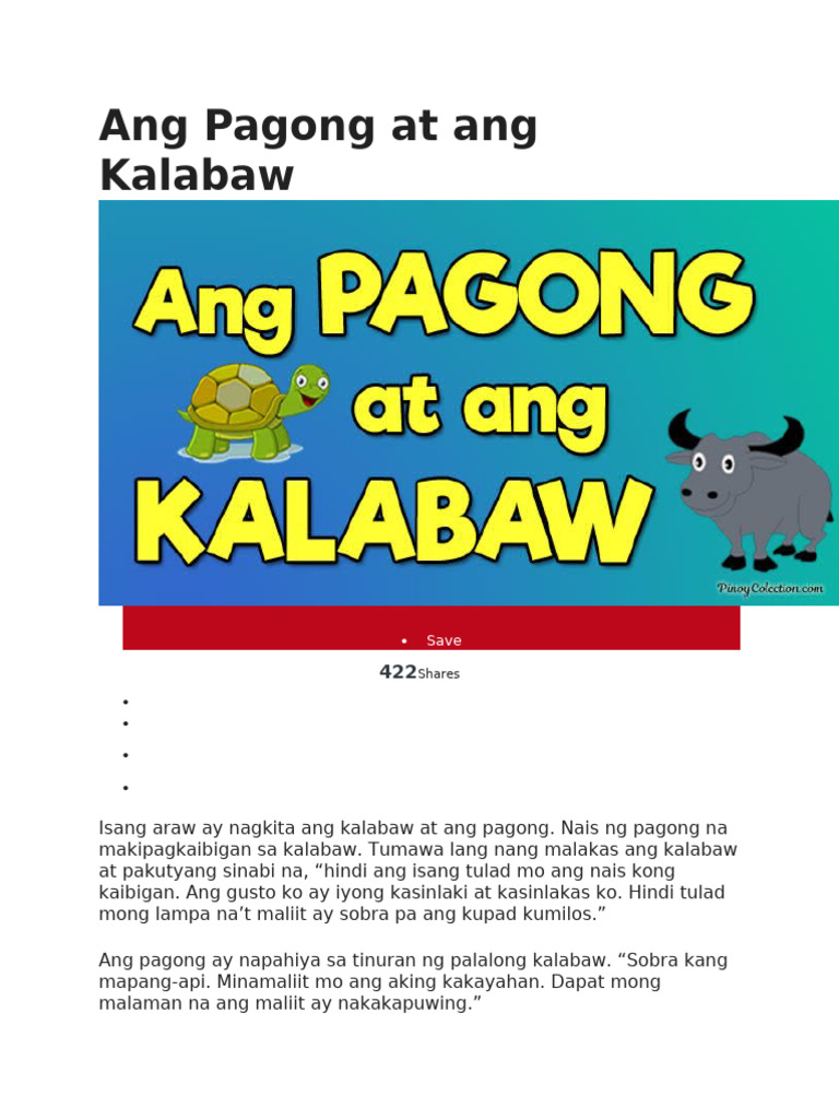Ang Pagong at Ang Kalabaw | PDF