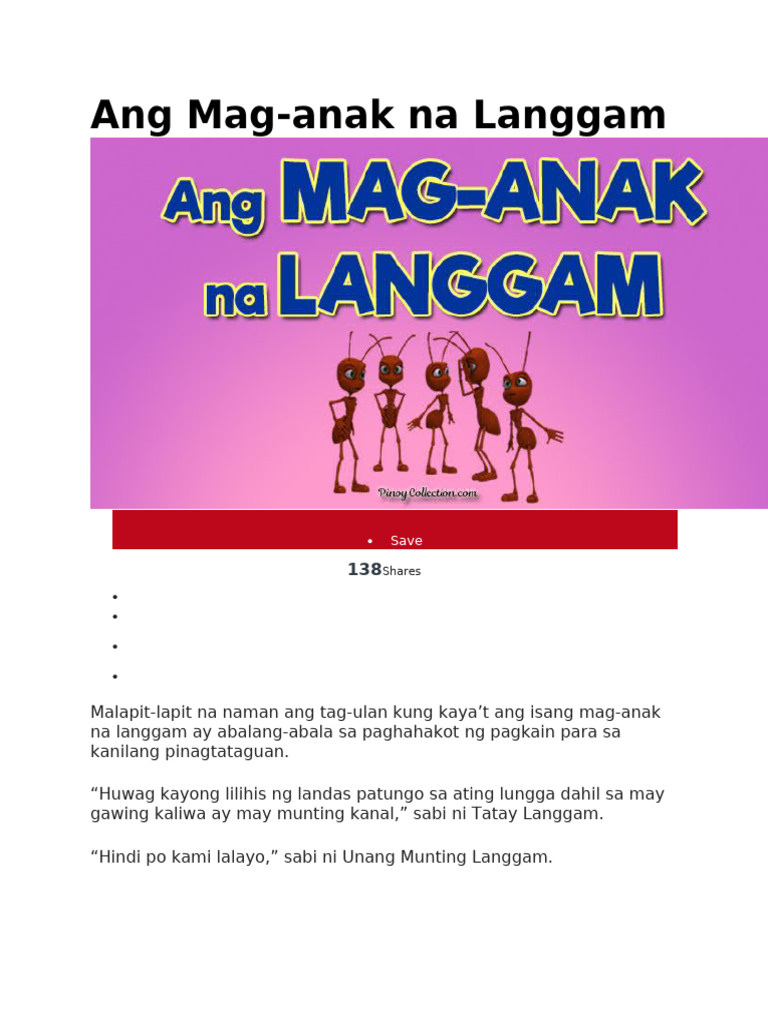 Ang Mag-Anak Na Langgam | PDF
