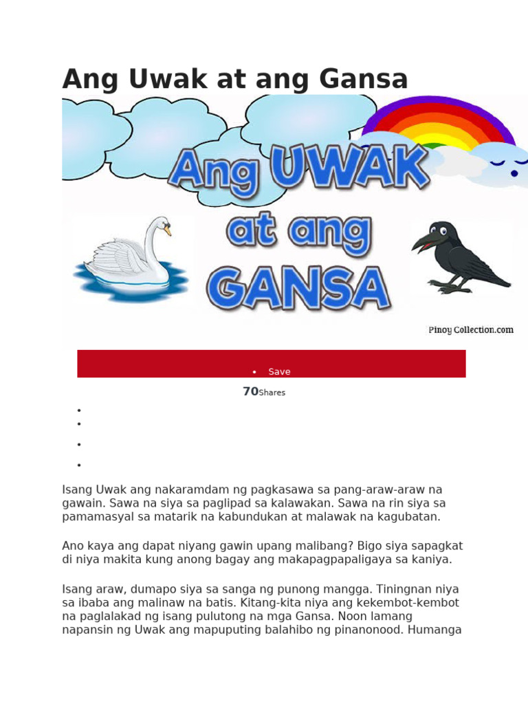 Ang Uwak at Ang Gansa | PDF