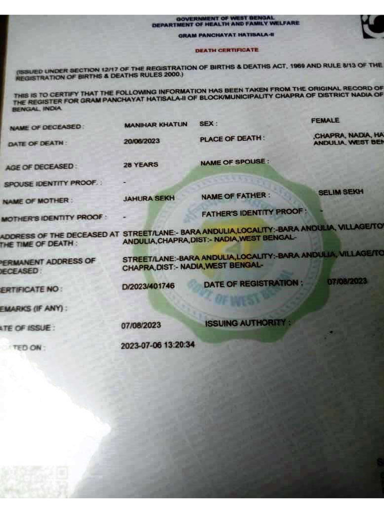 Death Certificate | PDF