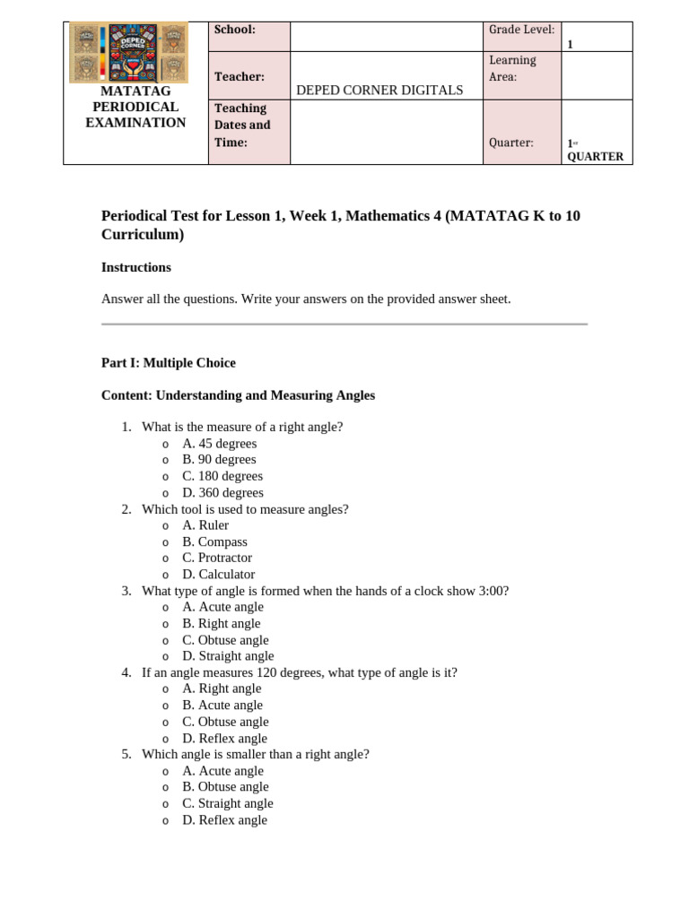 Pt-Week 1-Math-Deped Corner Digitals | PDF