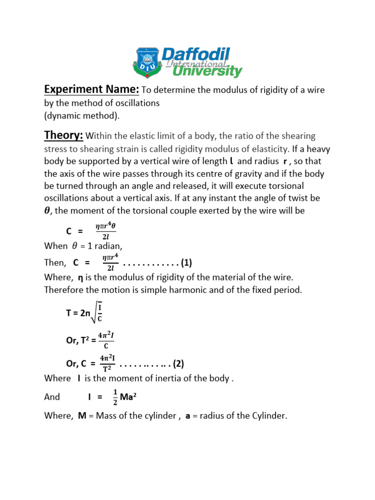 Modulus of Rigidity Theory Sheet | PDF