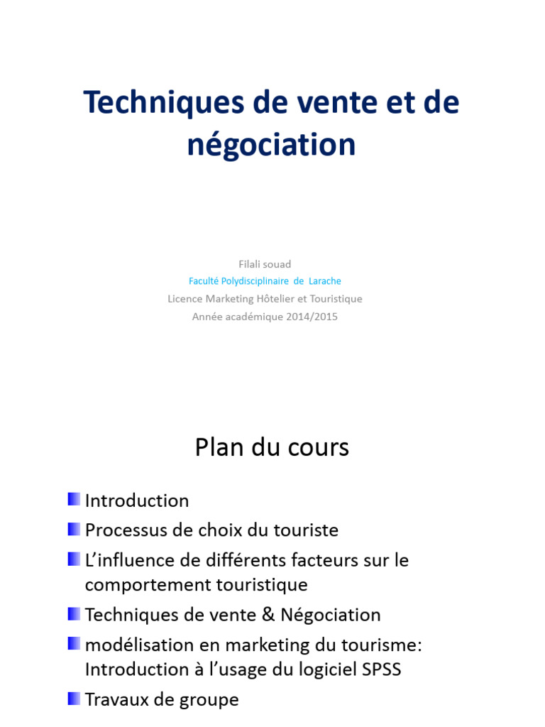 Cours LP Techniques de Vente 2014 | PDF