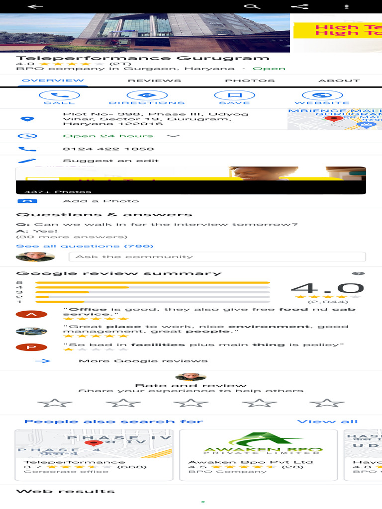 Teleperformance Gurgaon Address - Google Search | PDF