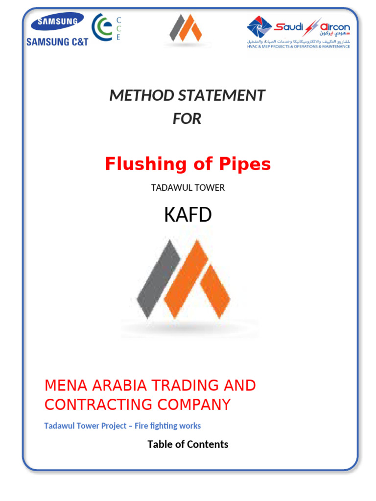 Method Statement For Flushing Pipes | PDF