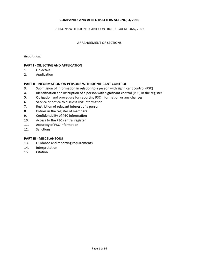 Persons With Significant Control-Regulations-2022 | PDF