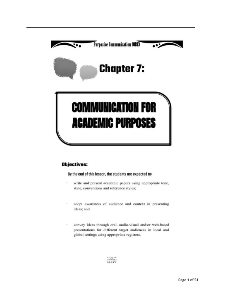 Lesson 9 Part 2 Communication For Academic Purposes | PDF