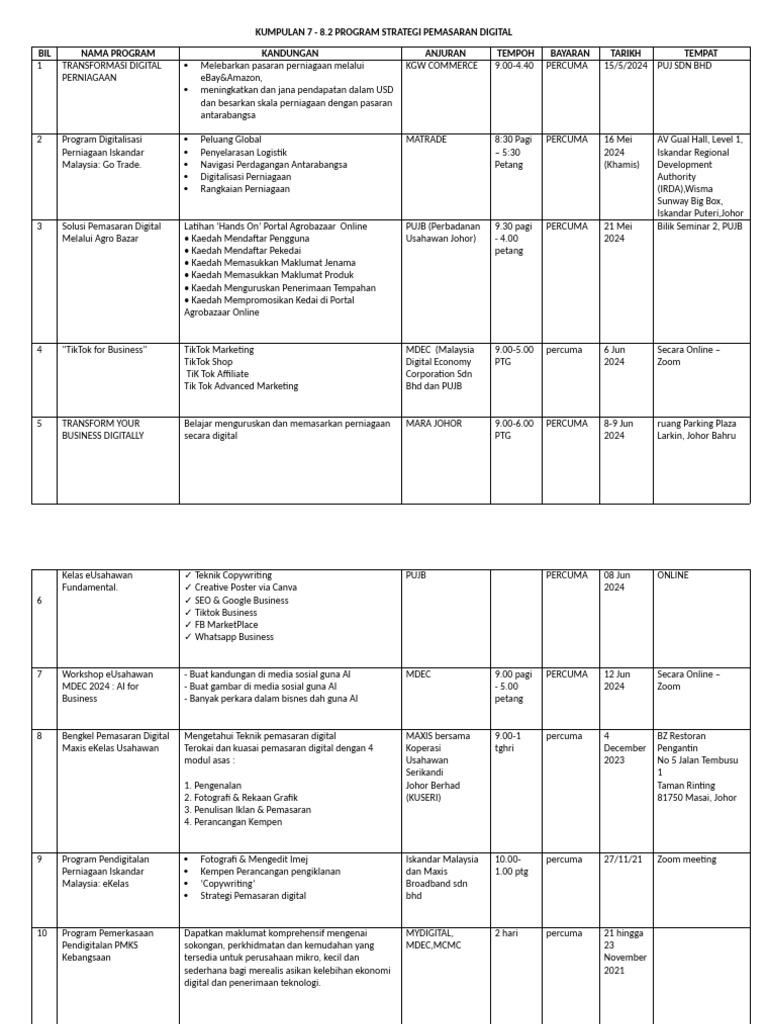 Program Strategi Pemasaran Digital | PDF