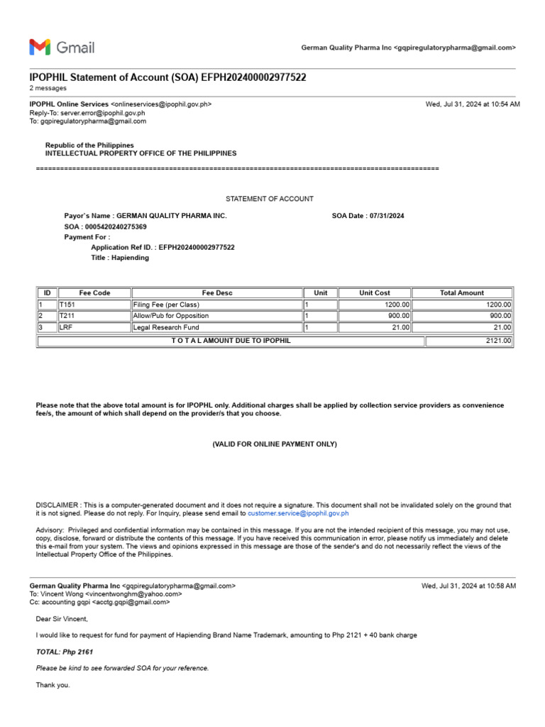 Gmail - IPOPHIL Statement of Account (SOA) EFPH202400002977522 | PDF
