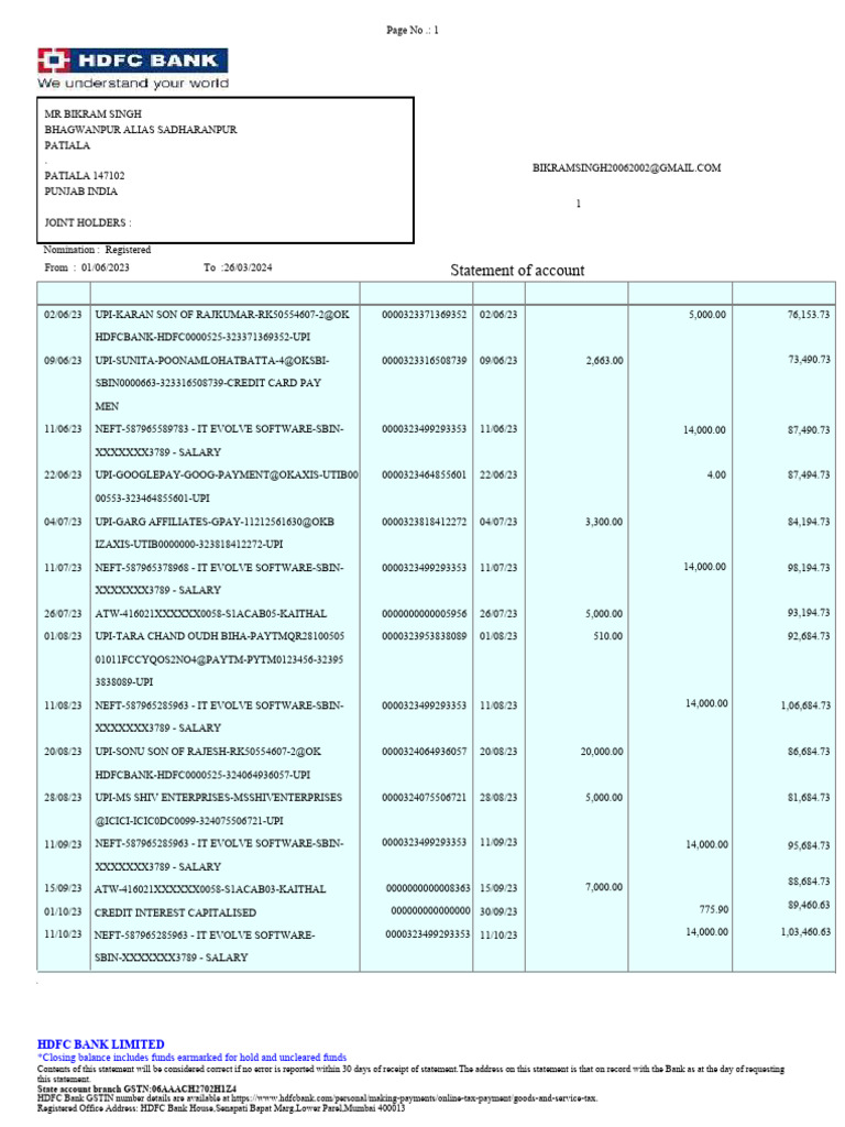 bikram bank statment pending | PDF