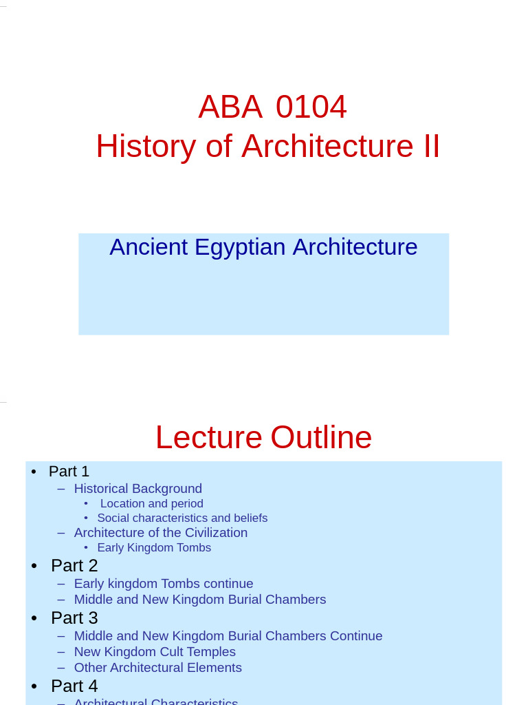 Lecture 5 -Ancient Egyptian Architecture | PDF