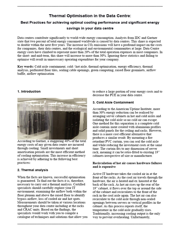 Thermal Optimisation - Data Centres | PDF