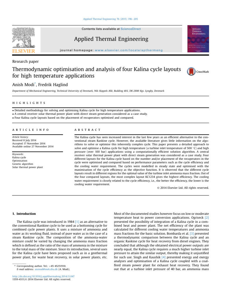 4 High Temp Kalina Cycle Layout | PDF