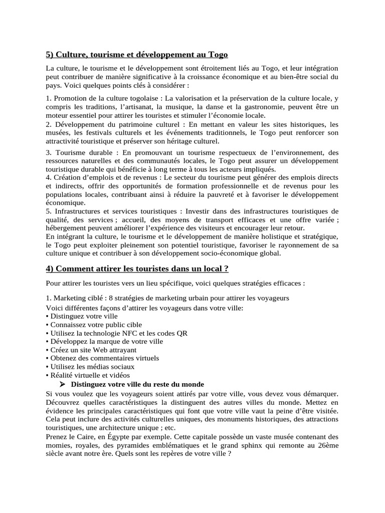 Projet Tourisme New | PDF