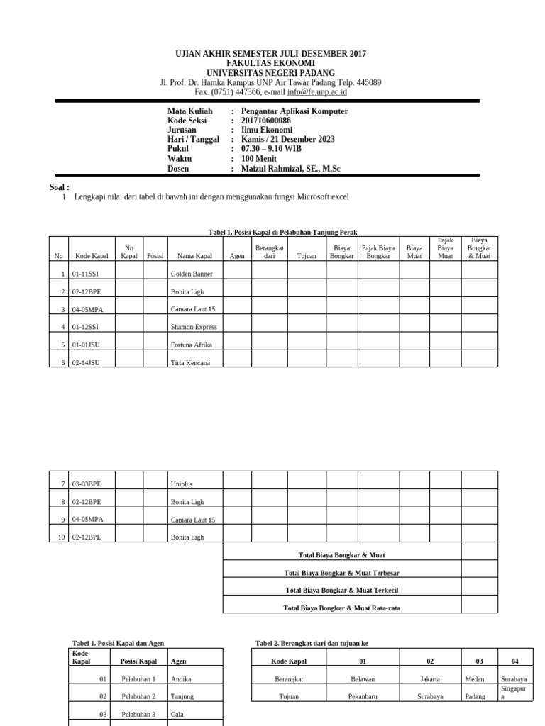 SOAL UAS Sesi 202310600003 | PDF