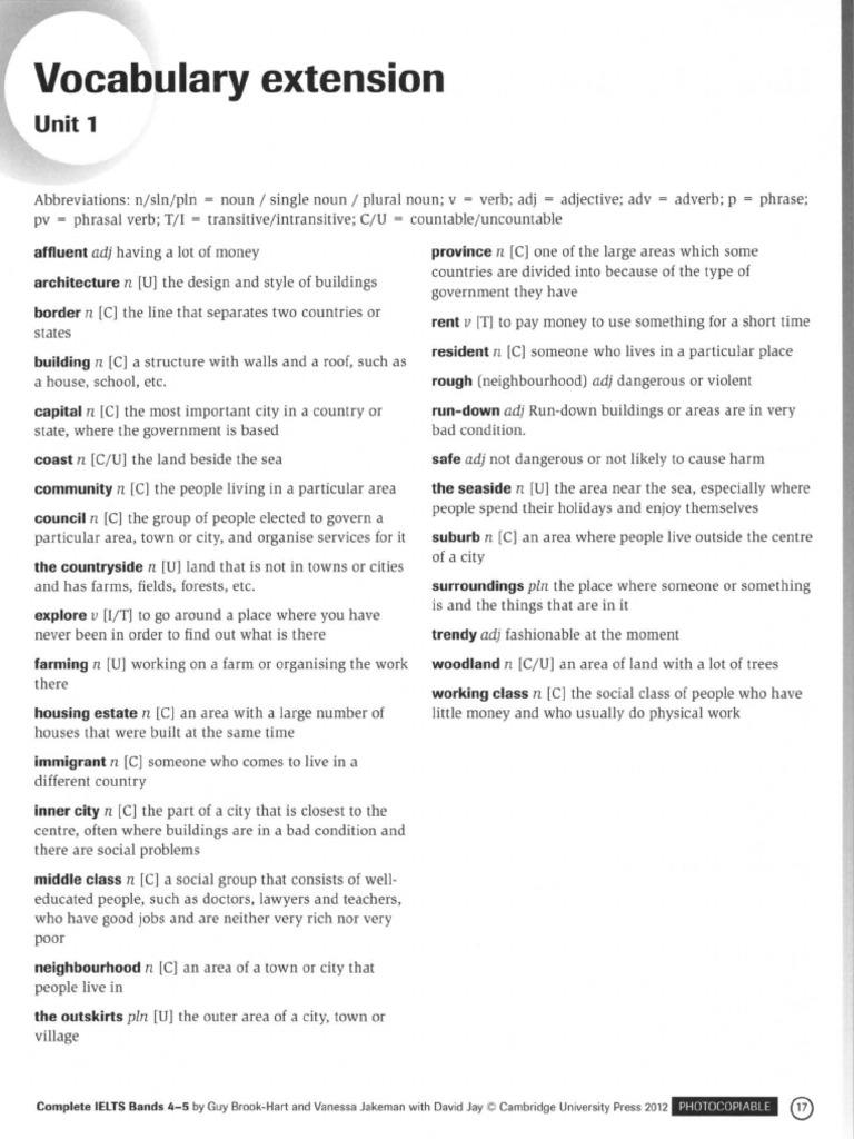 Vocabulary extension - Units 1-10-SB | PDF