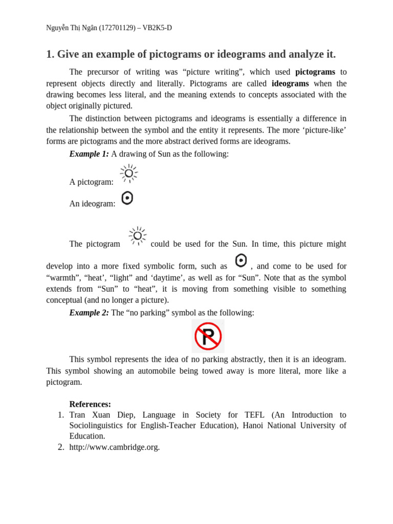 Give An Example of Pictograms or Ideograms and Analyze It | PDF