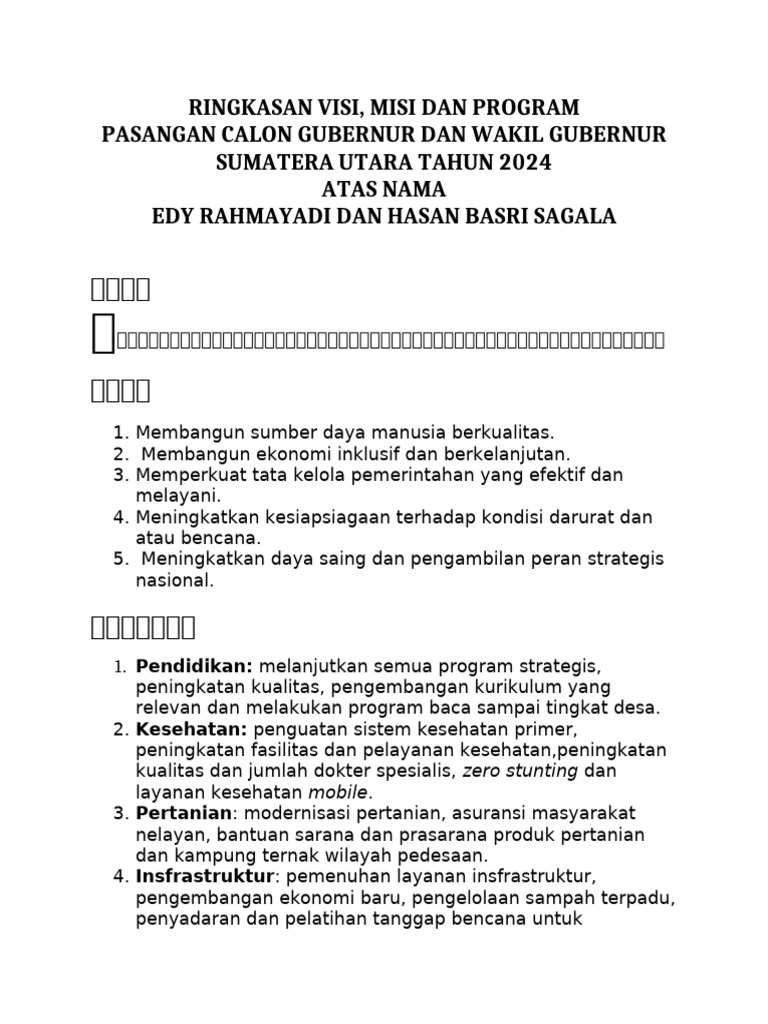 Fiks Ringkasan Visi Misi Program Pak Edy&hasan | PDF