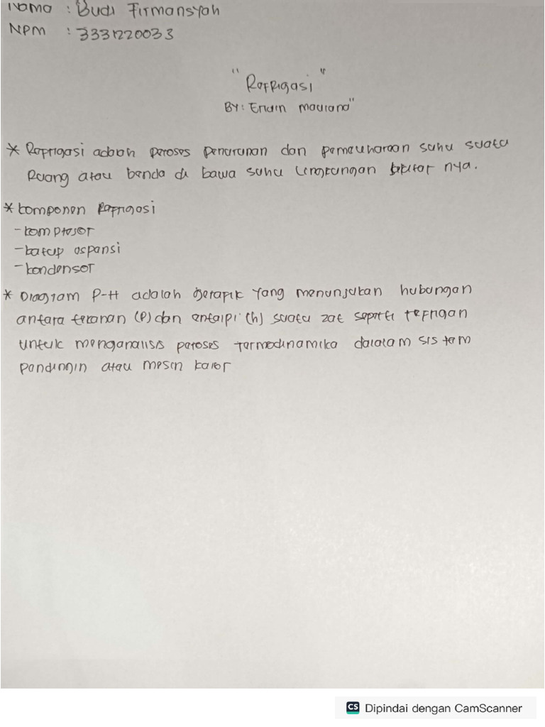 Budi Firmansyah 3331220033 Refrigasi | PDF