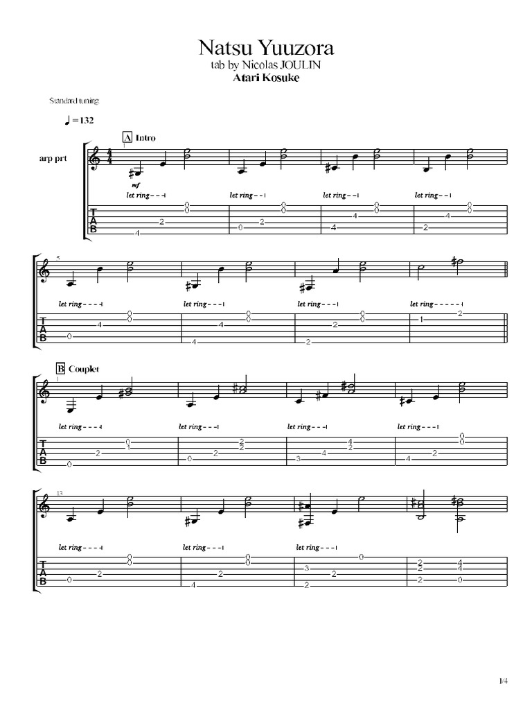 Natsu Yuu Zora Arp Part T | PDF