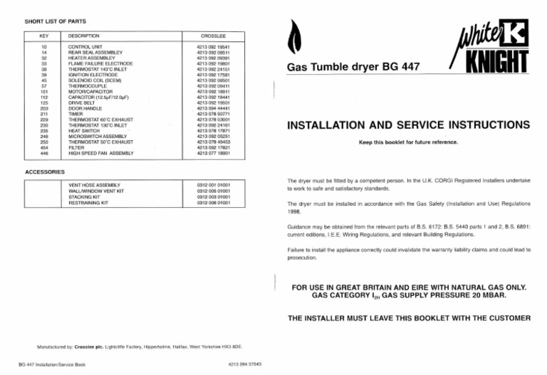 White Knight - Gas Tumble Dryer | PDF