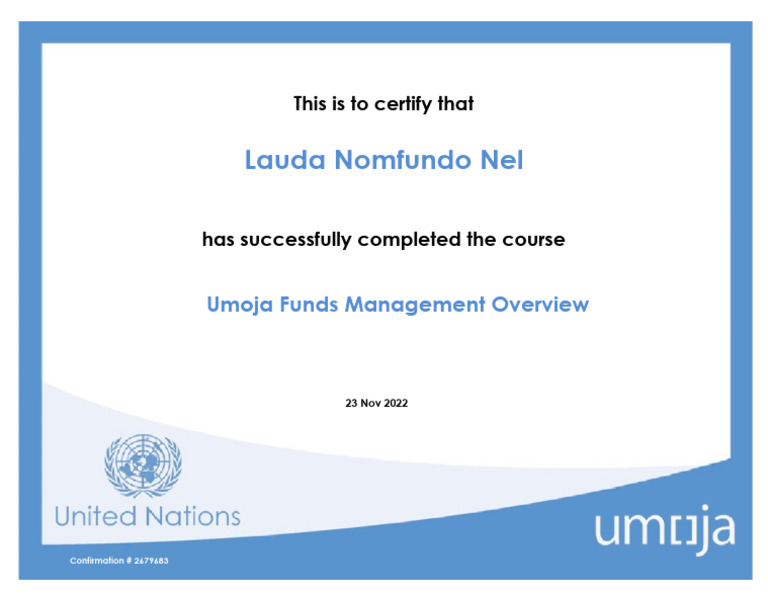 UN - UMOJA - Funds Management Overview | PDF