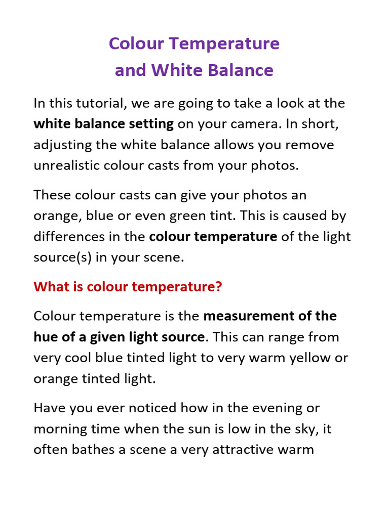 Fingal Colour Temperature White Balance | PDF