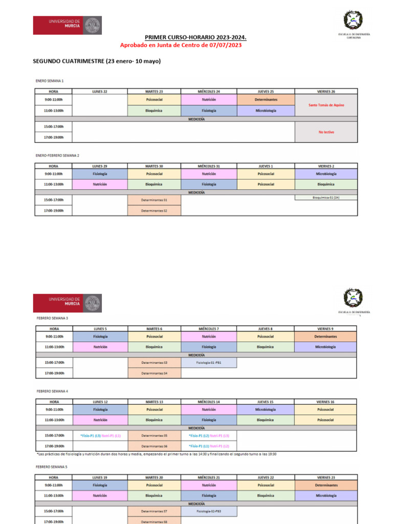 Horario Segundo Cuatri | PDF