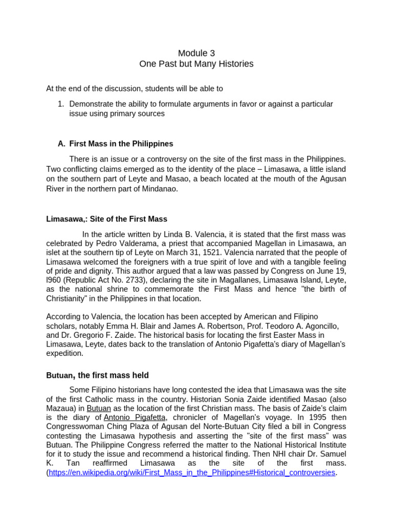 First Mass in the Philippines: Limasawa vs. Butuan | PDF