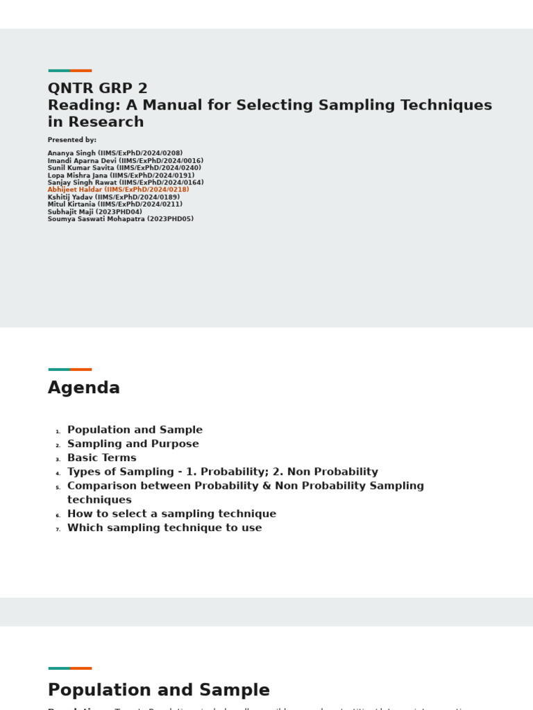 QNTR GRP 2 Reading - A Manual For Selecting Sampling Techniques in Research 2 | PDF