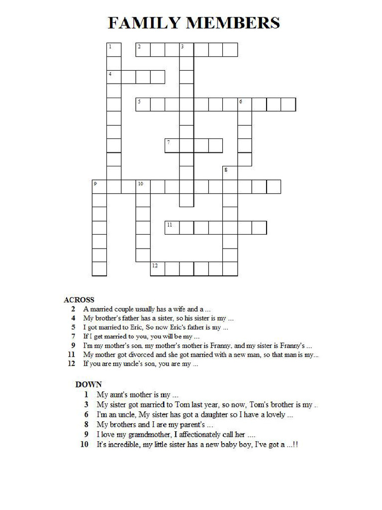 Crossword Family Members | PDF