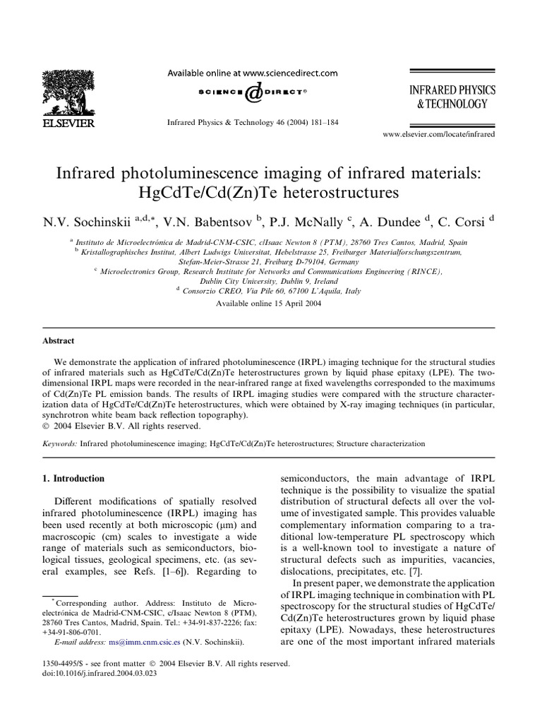 Infrared Photoluminescence | PDF