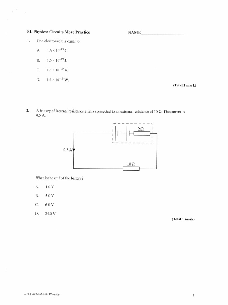IBCircuit Practice Problems | PDF