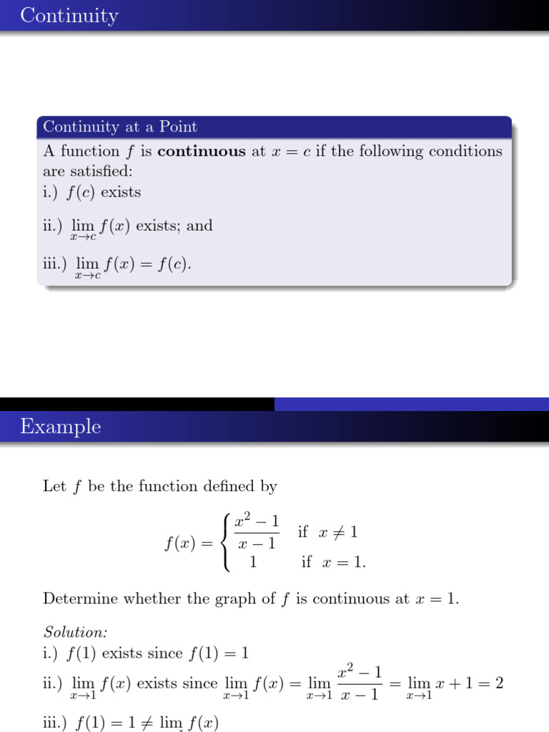 Continuity at A Point | PDF