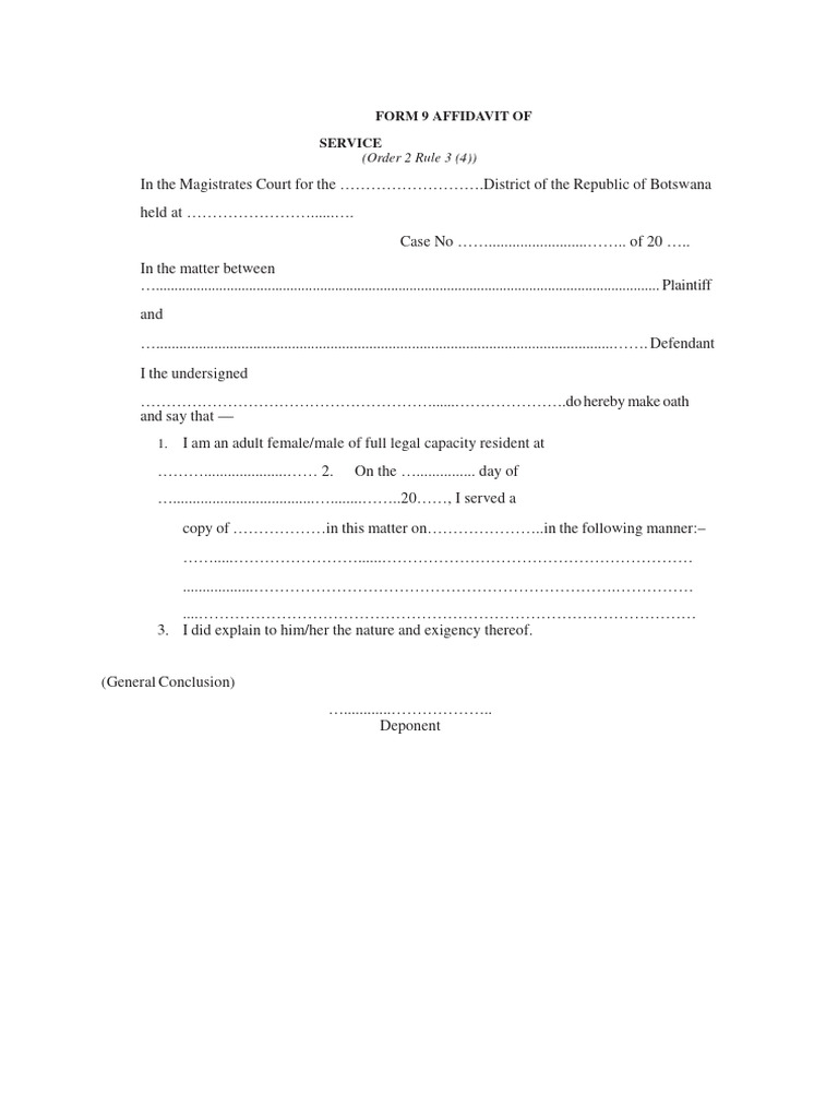 Affidavit of Service-Form 9 | PDF