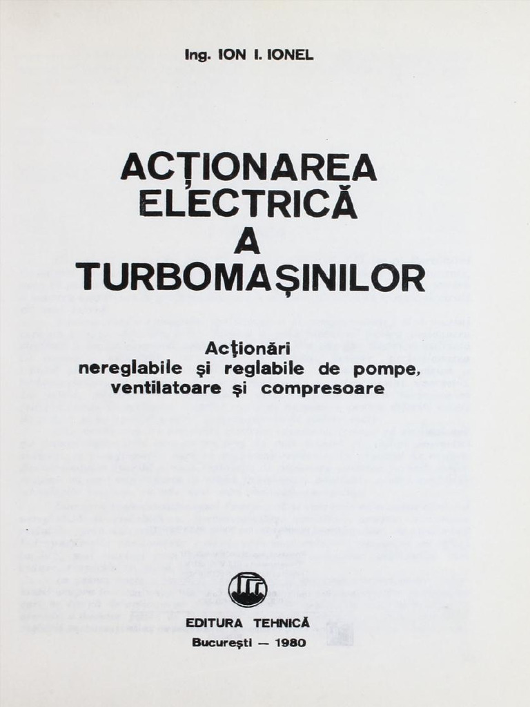 Ion I. Ionel - Actionarea Electrica A Turbomasinilor | PDF