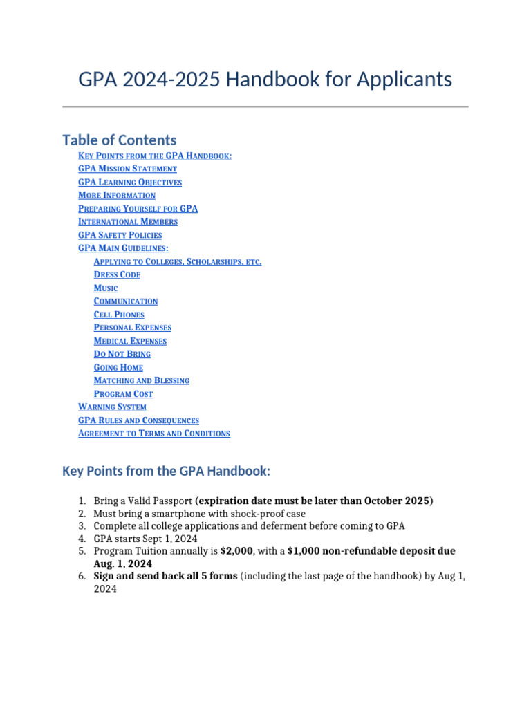GPA Handbook 2024-2025 | PDF