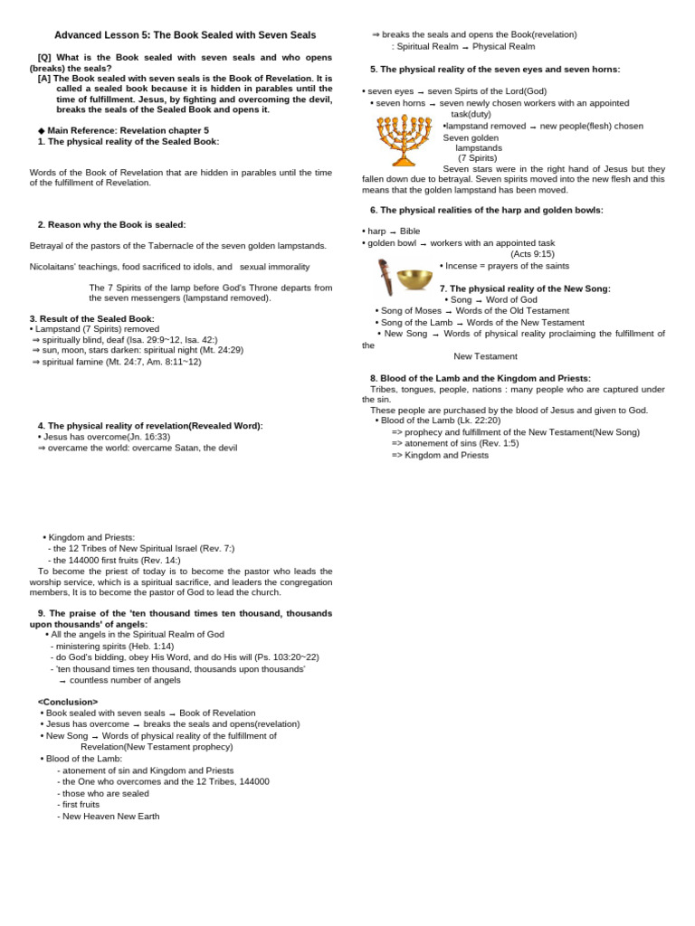 Advanced Lesson 5 - The Book Sealed With Seven Seals | PDF