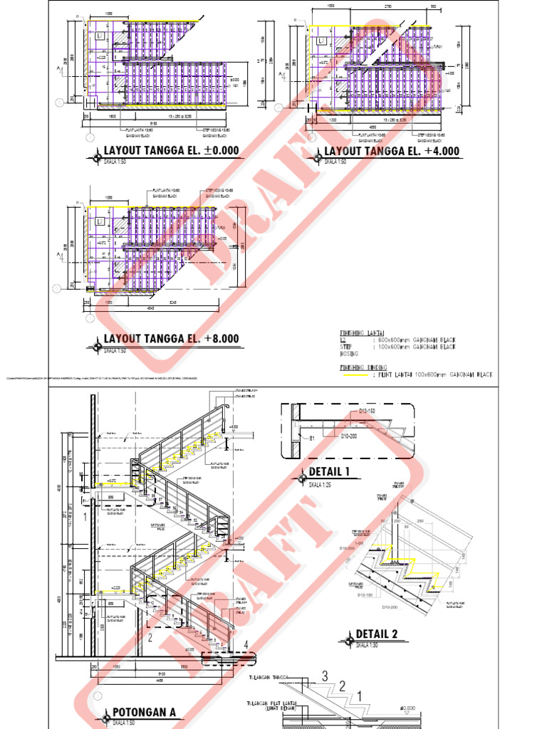 Draft GBR Railing Tangga Stainless (Cad 23-04-2024 Share 20-06-2024) | PDF