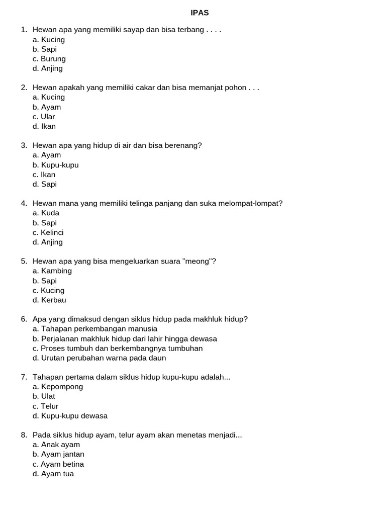 STS 1 Kelas III - IPAS | PDF