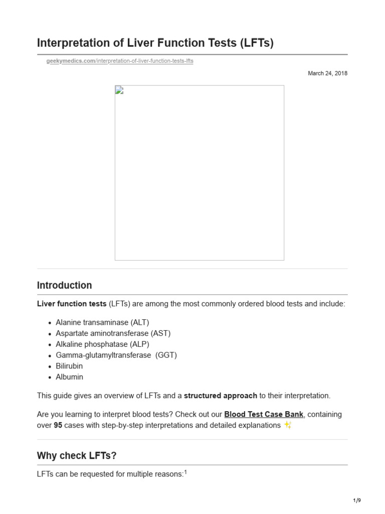 LFTs Guide for Medical Students | PDF | Alanine Transaminase | Abdomen