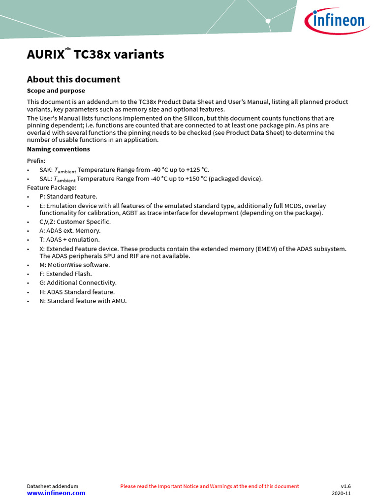 Infineon TC38x Addendum DataSheet v01 40 en | PDF