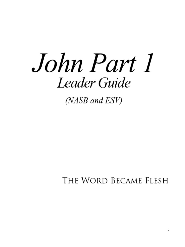 John Part 1 Leader Guide | PDF | Gospel Of John | John The Baptist