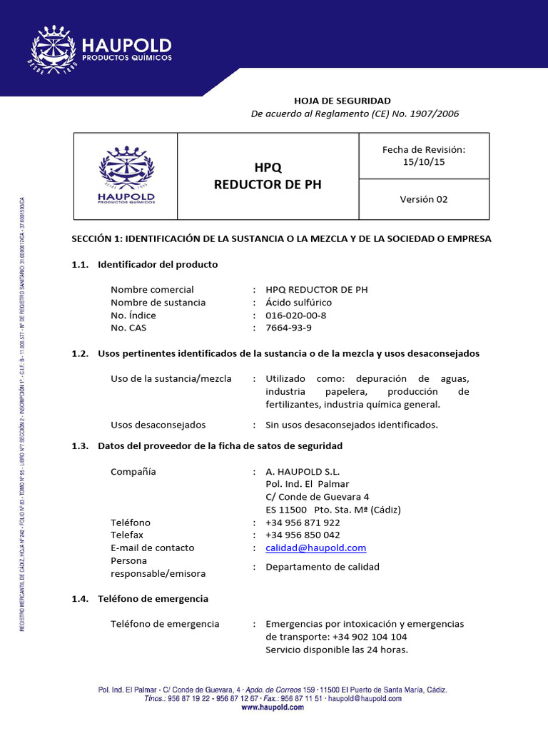FDS HPQ Reductor de PH | PDF