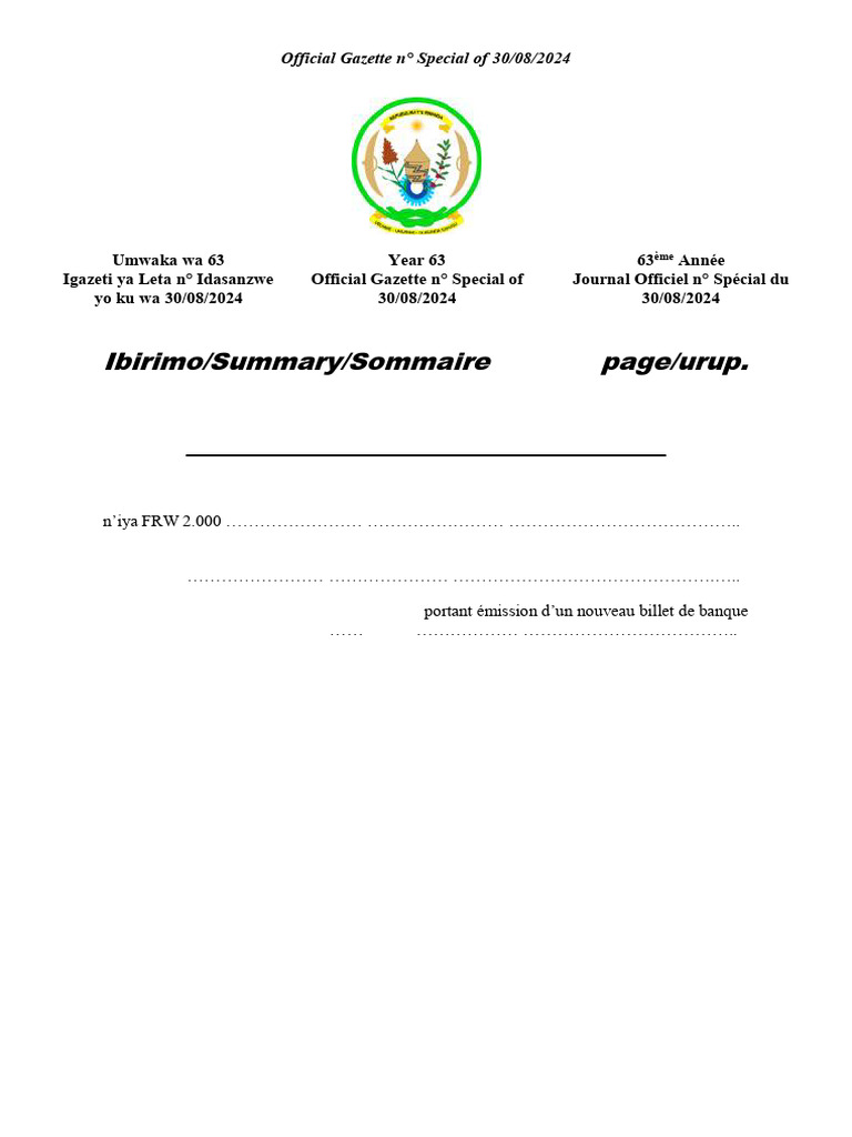 OG N Special of 30.08.2024 Inoti Nshya 5000 2000 | PDF