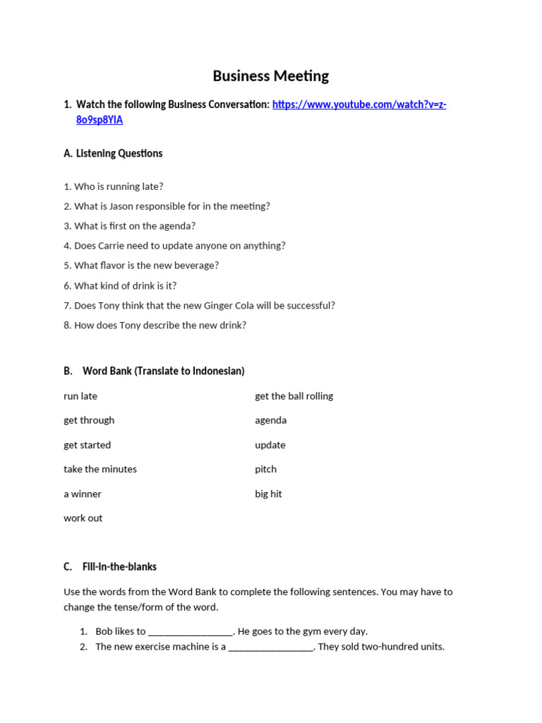 Business Meeting COnversation | PDF